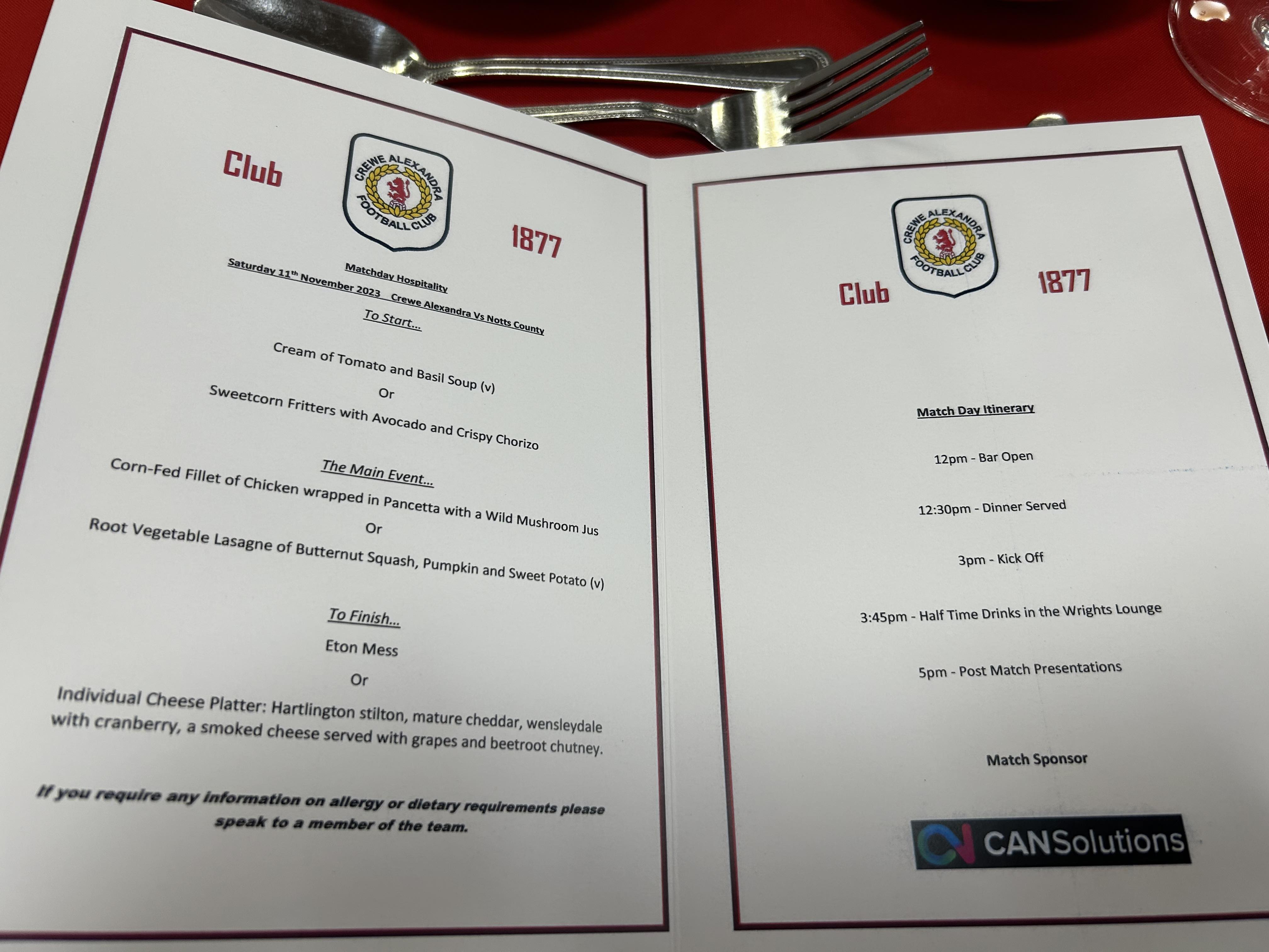 Hospitality at Crewe Alexandra – Emma’s Ground Guide